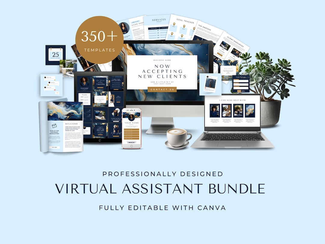 Virtual Assistant Bundle, VA Starter Kit, Editable Canva Template, Client Welcome Pack, VA ...