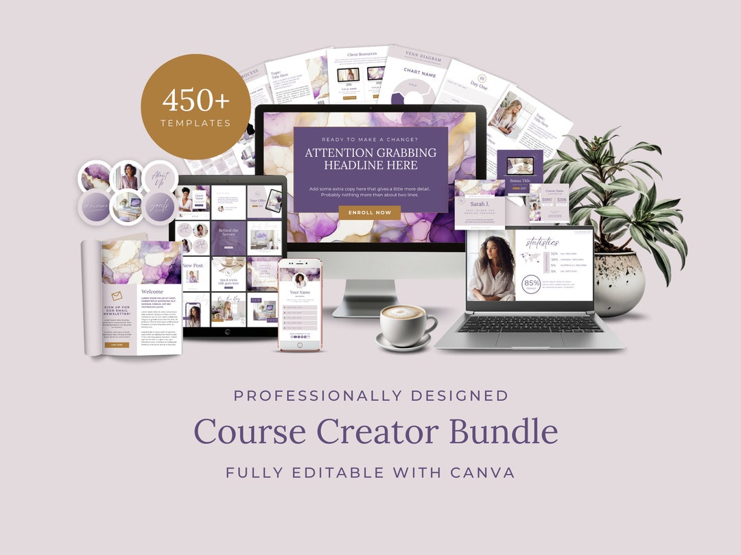 Course Creator Canva Templates Course Social Posts Course Workbook ...