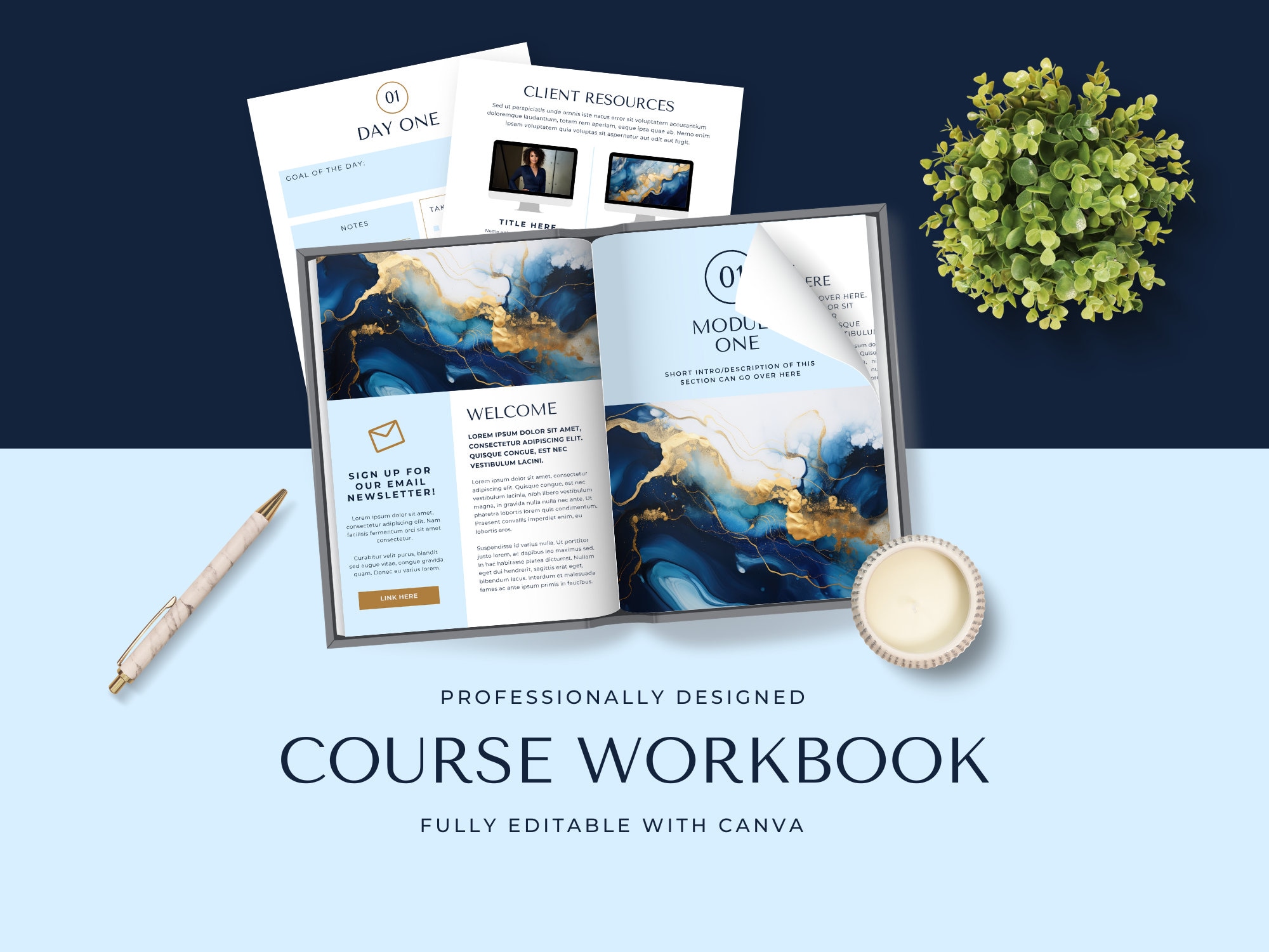 Course Workbook Canva Template, Lead Magnet, Ebook, Editable Workbook ...