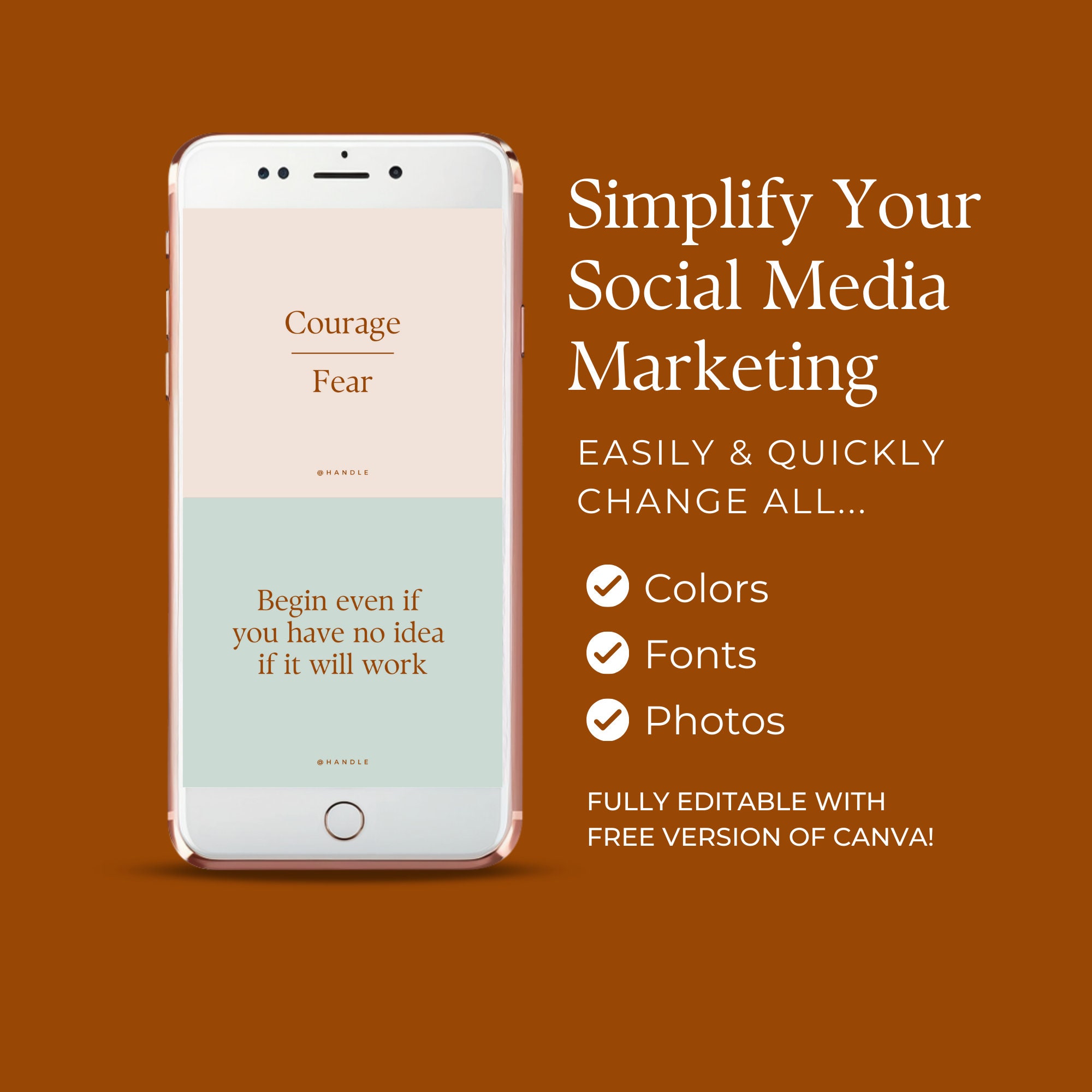 Inspirational Instagram Canva Template Quote Boho Posts Canva Modern ...
