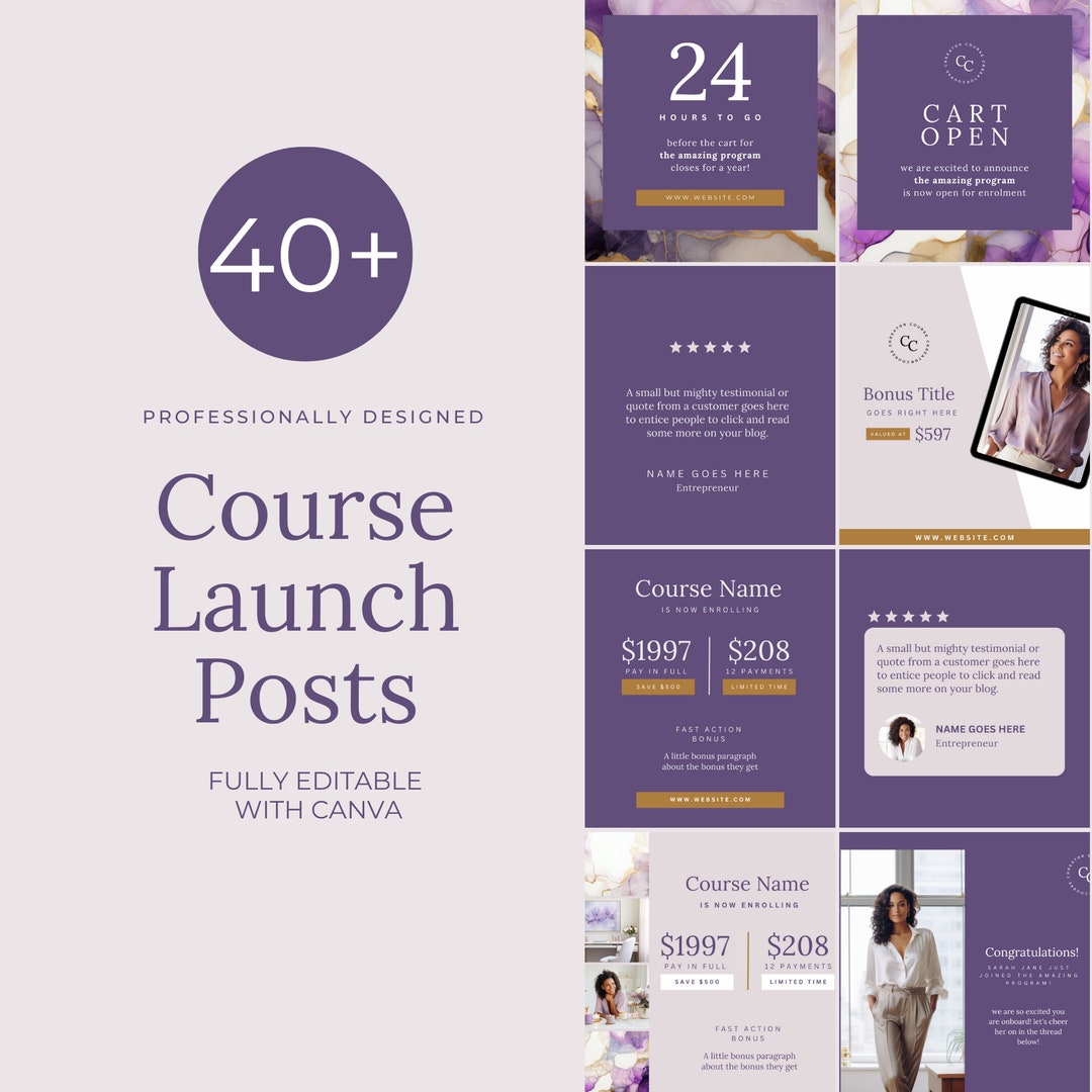 Course Launch Posts Canva Template Course Launch Instagram Posts Course ...