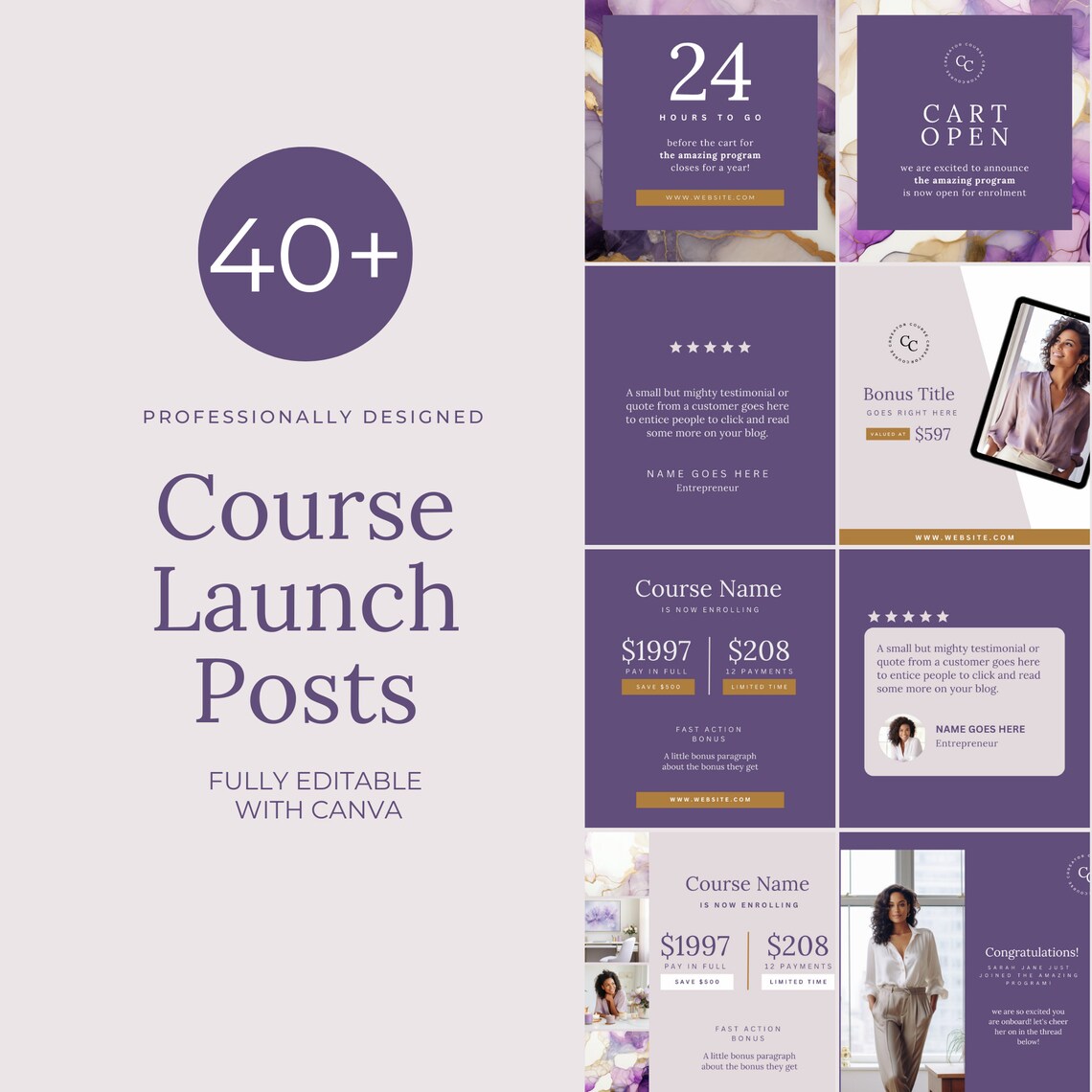 Course Launch Posts Canva Template Course Launch Instagram Posts Course ...