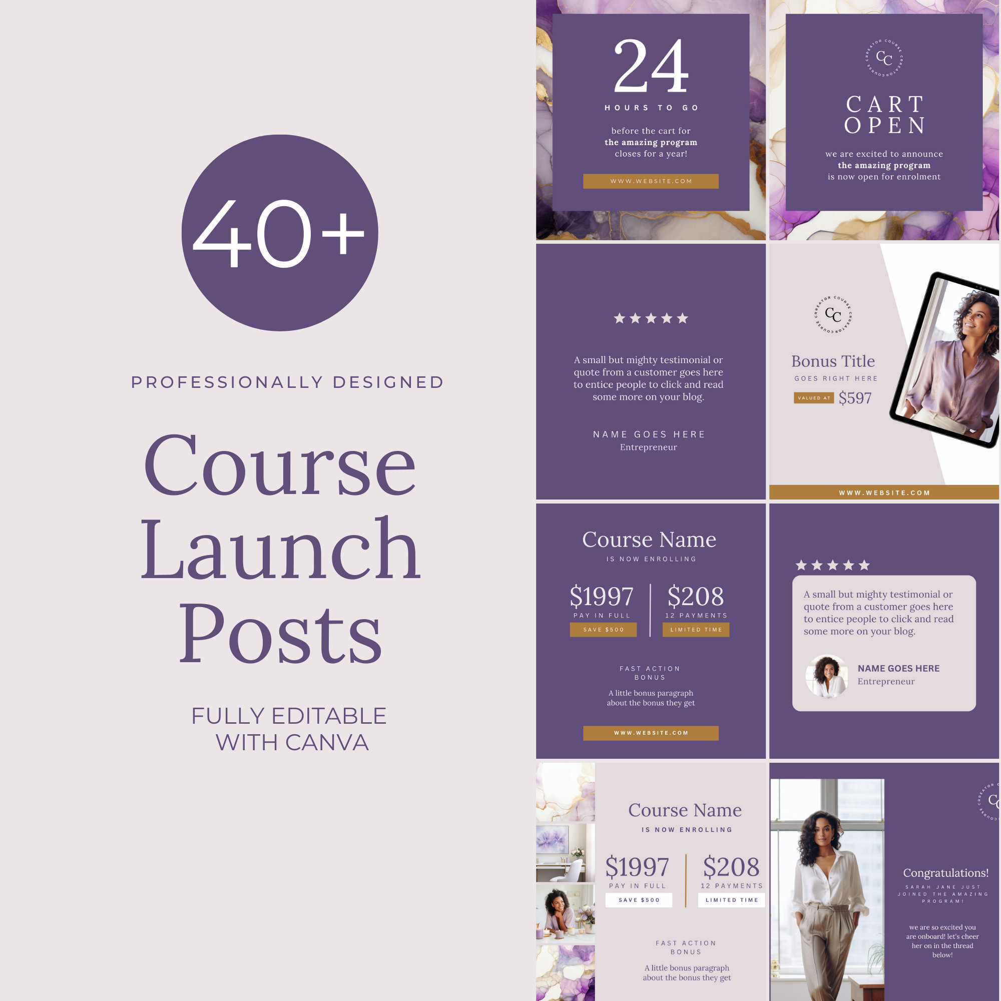 Course Launch Posts Canva Template Course Launch Instagram Posts Course ...