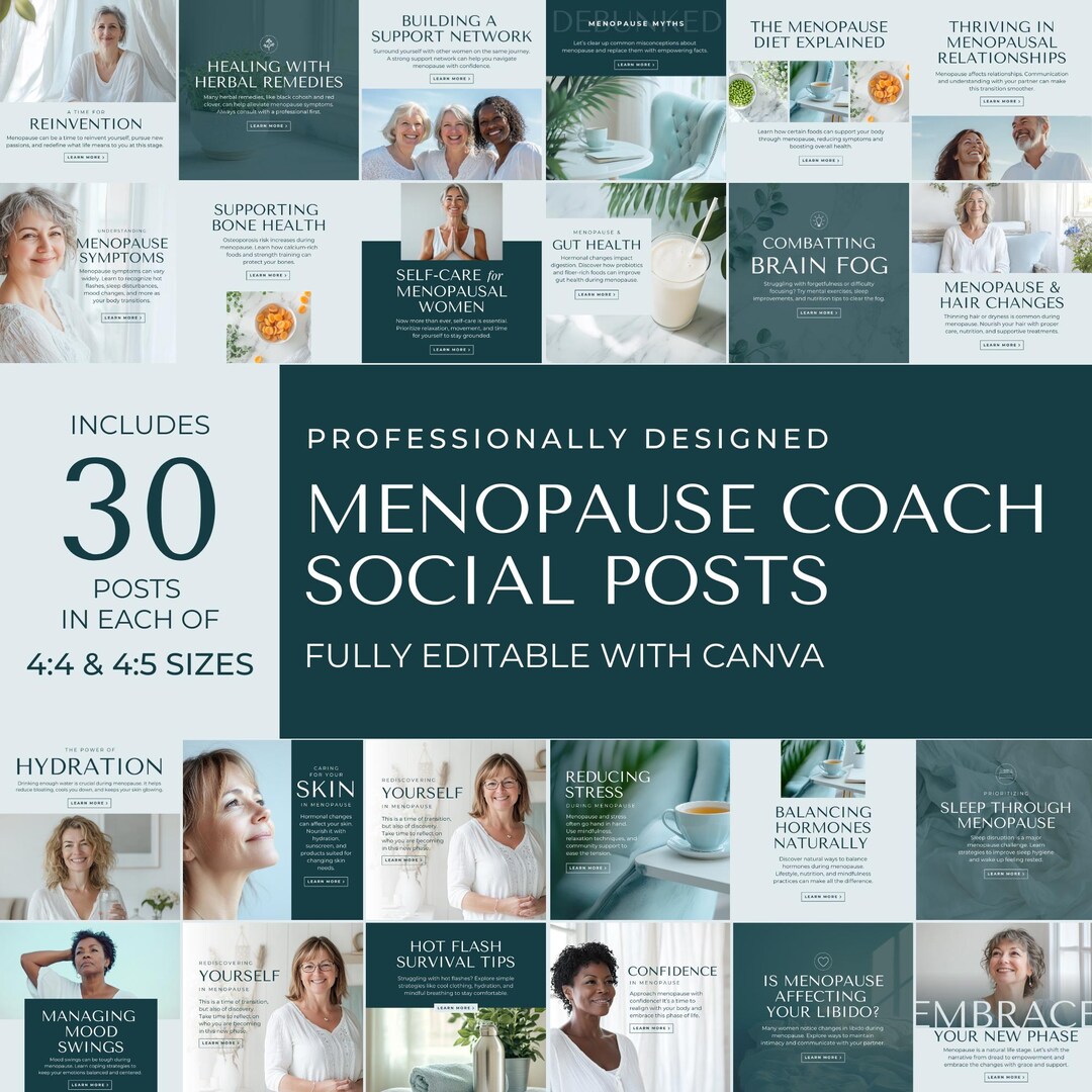 Menopause Instagram Template Social Media Post Health Coach Canva ...