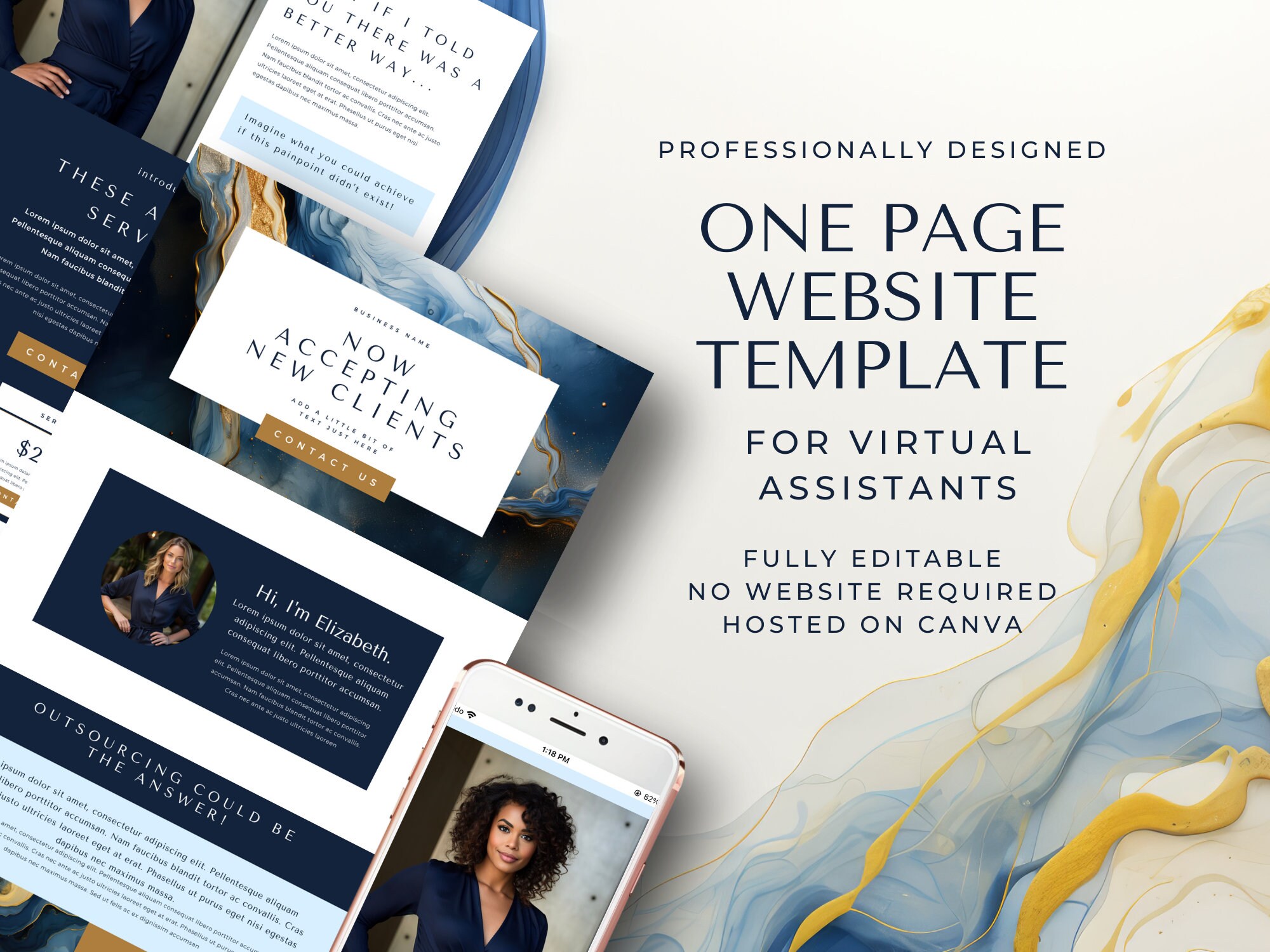 Canva Website Template, Virtual Assistant Website Template, Custom ...