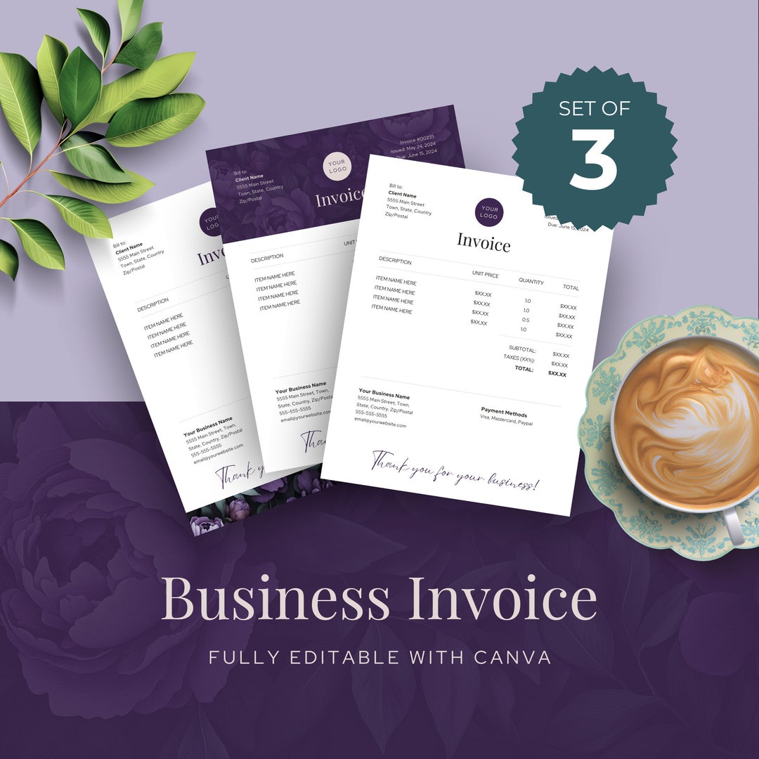 Canva Business Invoice Template Editable Business Form Small Business ...