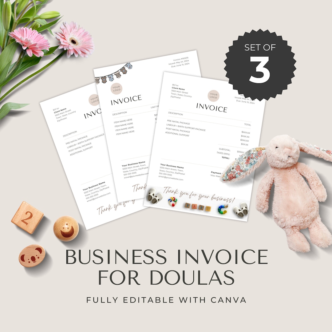 Doula Business Invoice Editable Canva Template Business Form Small ...