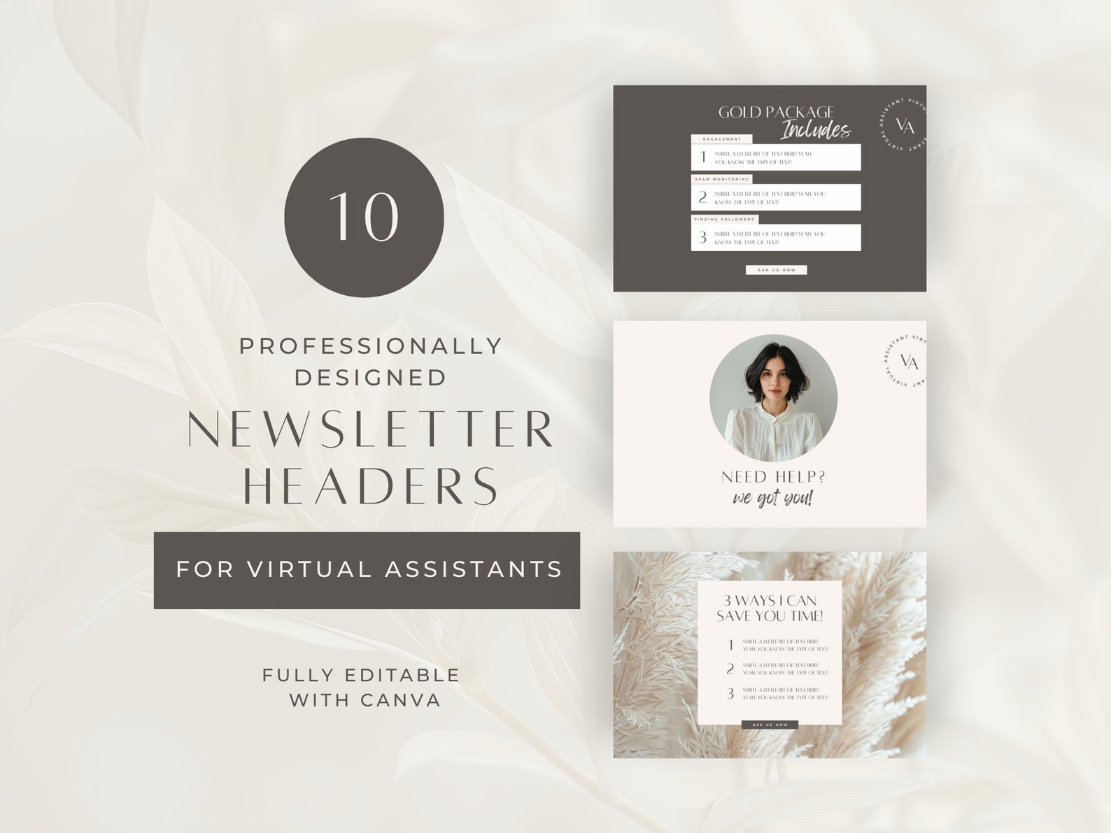 Virtual Assistant Email Newsletter Canva Template Email Marketing Email ...