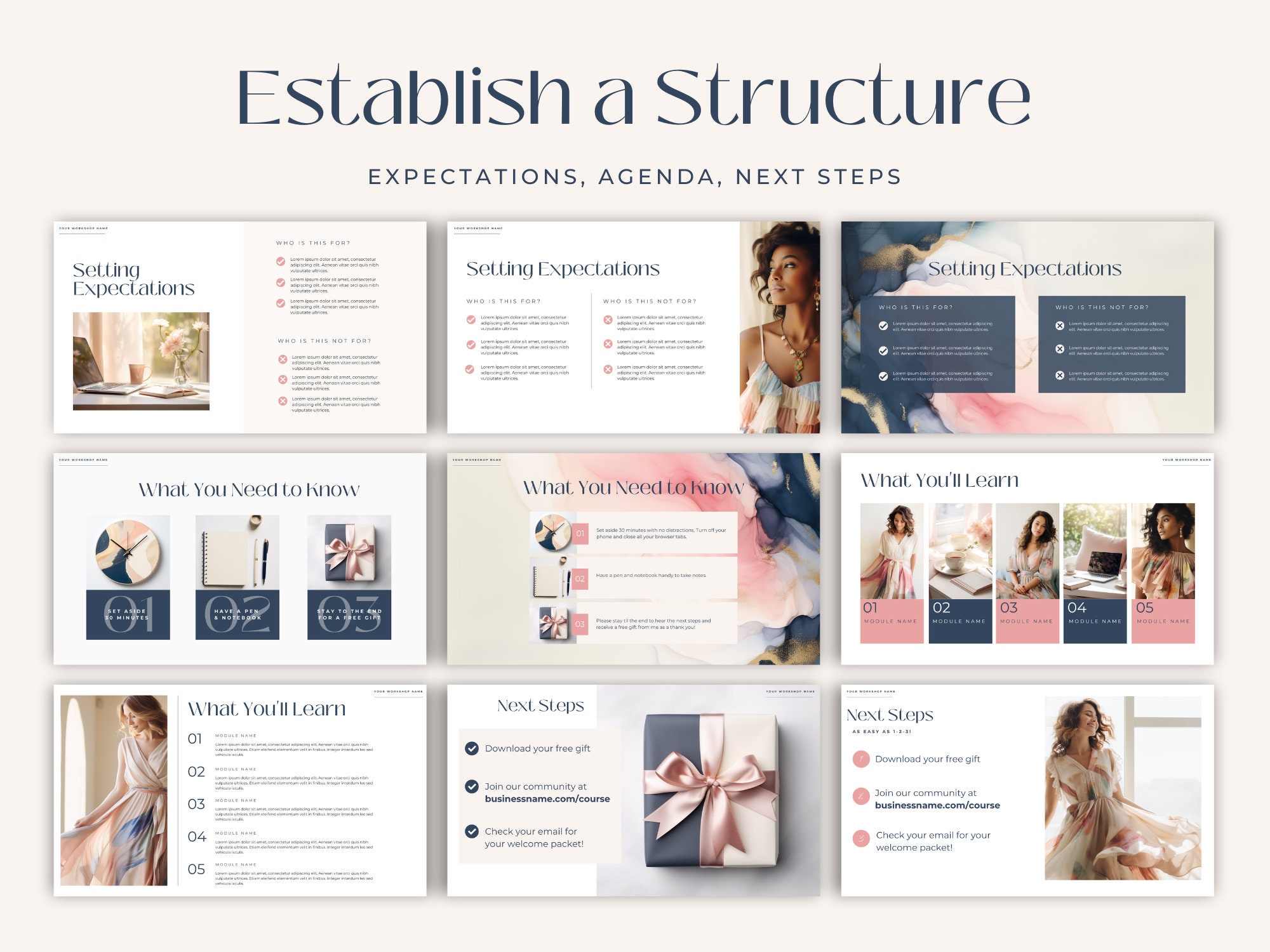 Online Course Slide Deck Template, Webinar Template, Course Creator ...