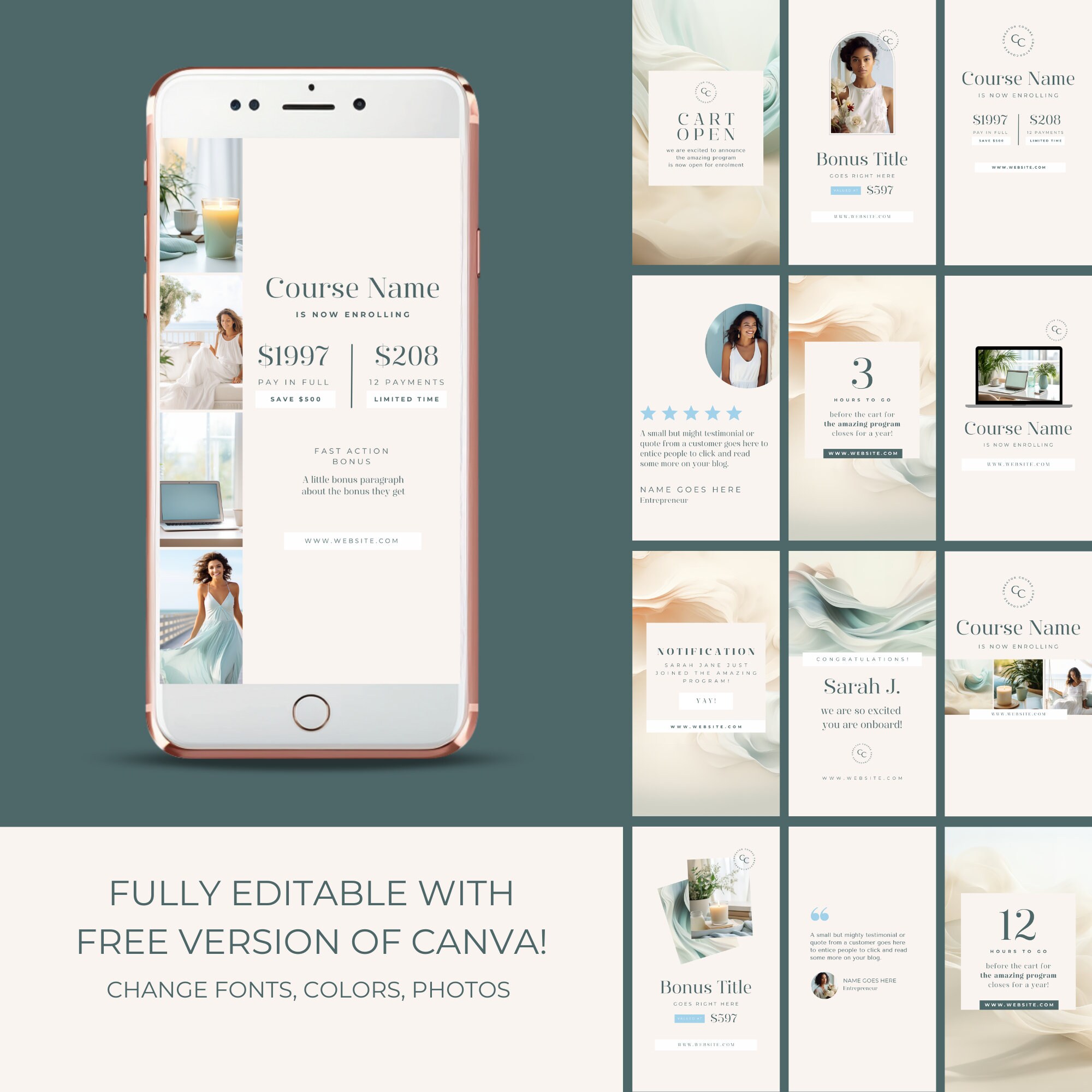 Course Launch Instagram Stories Course Marketing Social Media Canva ...
