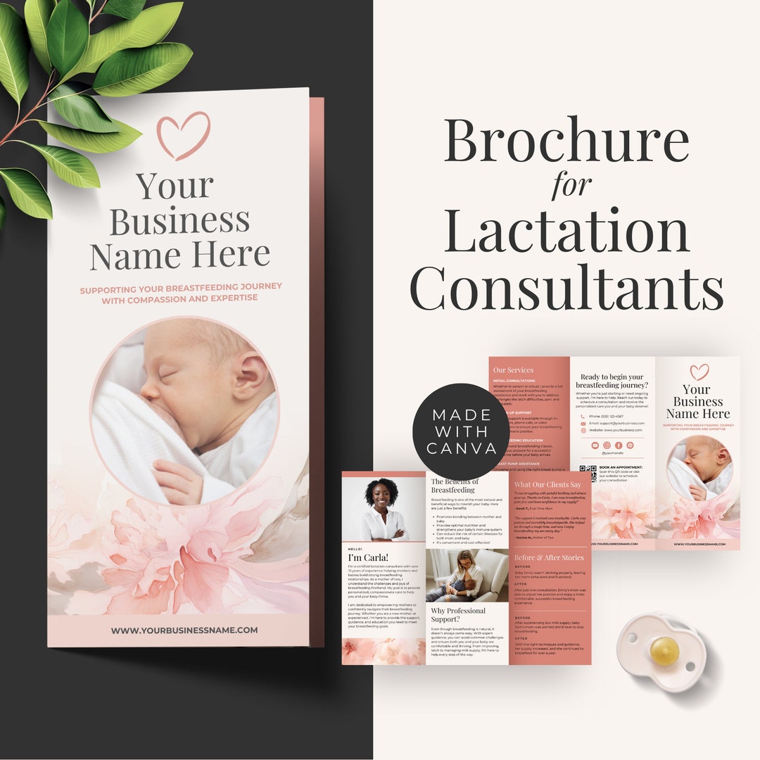 Lactation Consultant Brochure Doula Business Templates Canva Template ...