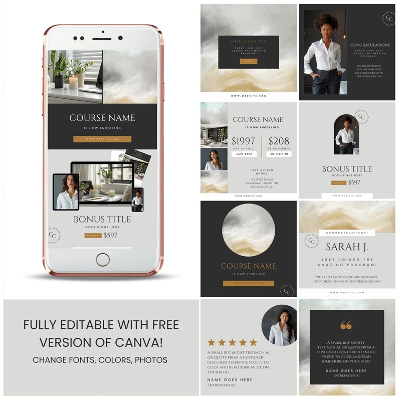 Course Launch Posts Canva Template Launch Toolkit Social Media Course ...