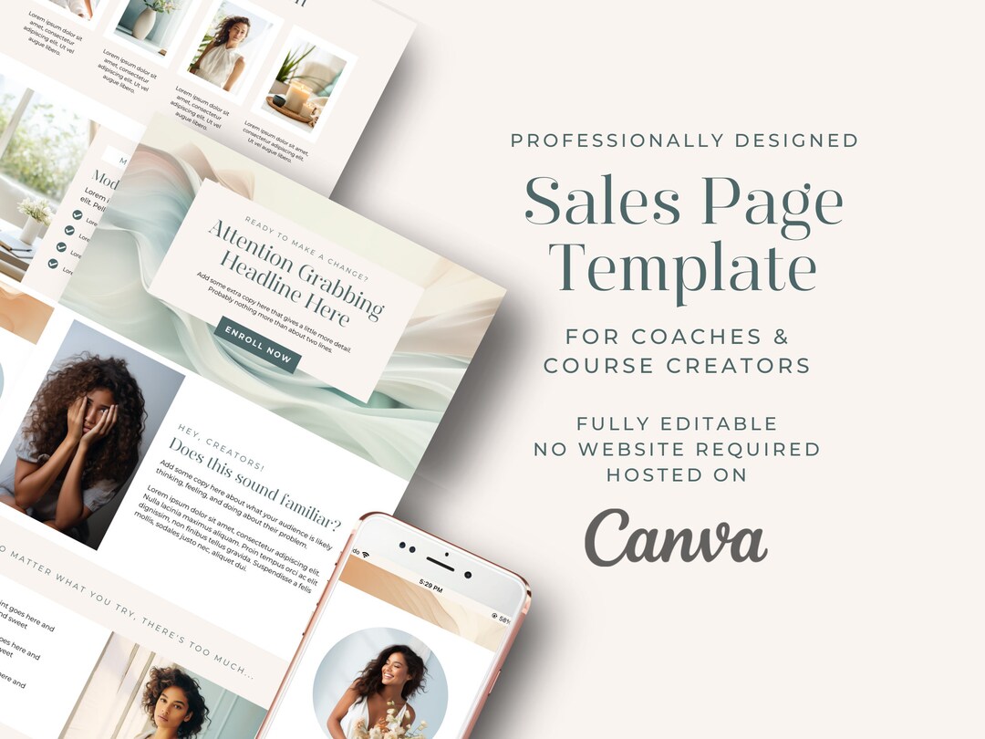 Canva Sales Page Template, INSTANT DOWNLOAD, Business Website for ...