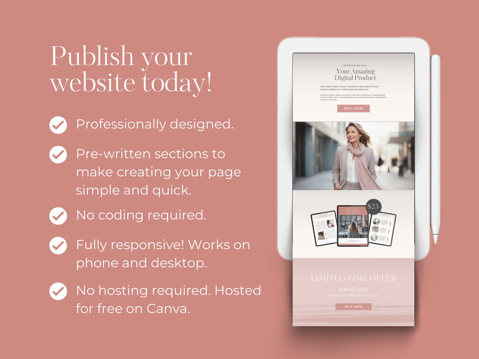Canva Landing Page Sales Funnel Course Creator Digital Product Canva ...