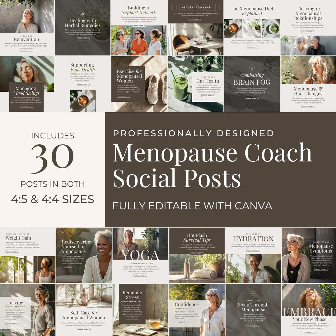 Menopause Instagram Template Hormone Social Media Post Health Coach ...