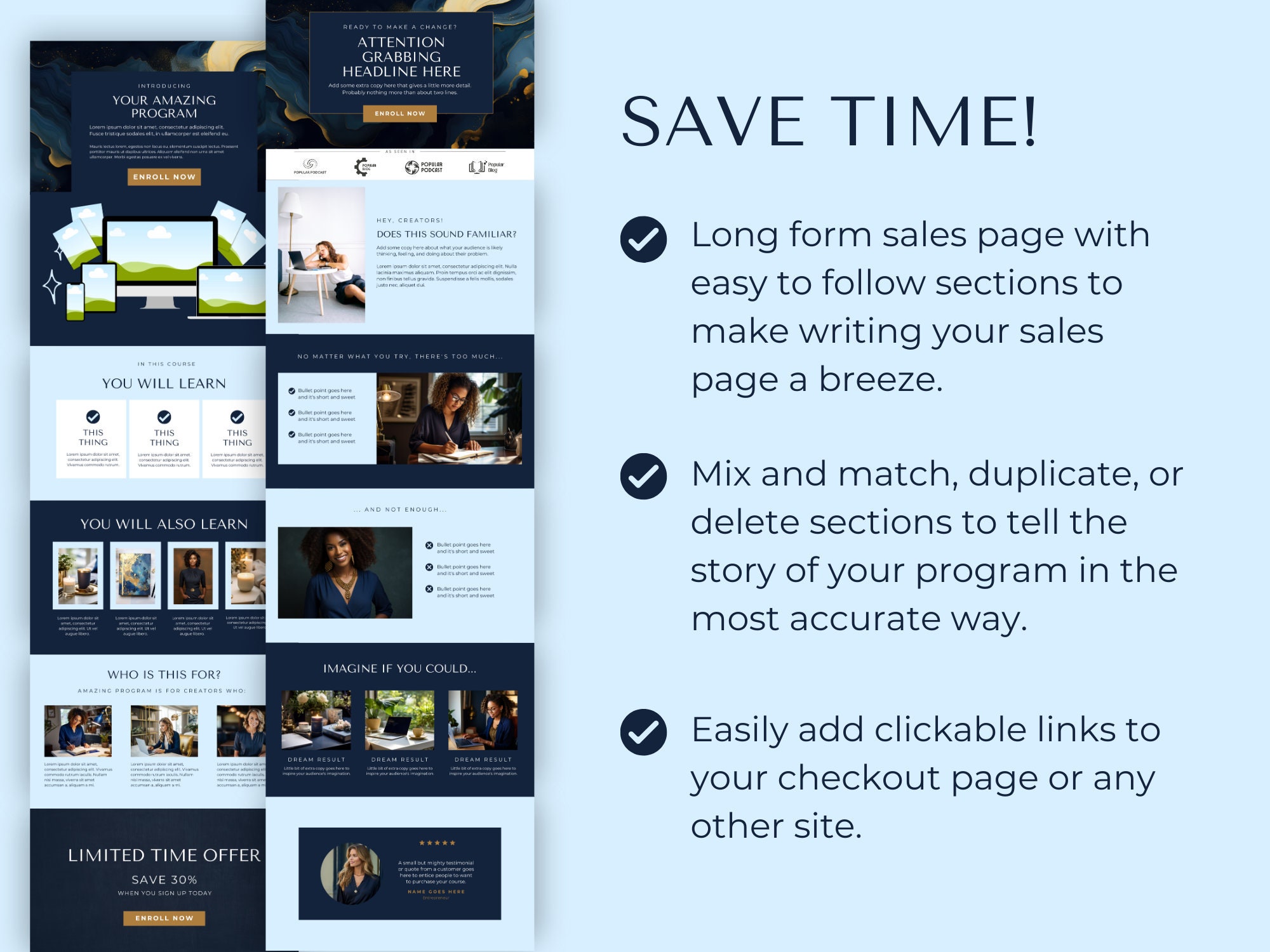 Sales Page Canva Template, Canva Sales Page, Course Sales Page ...