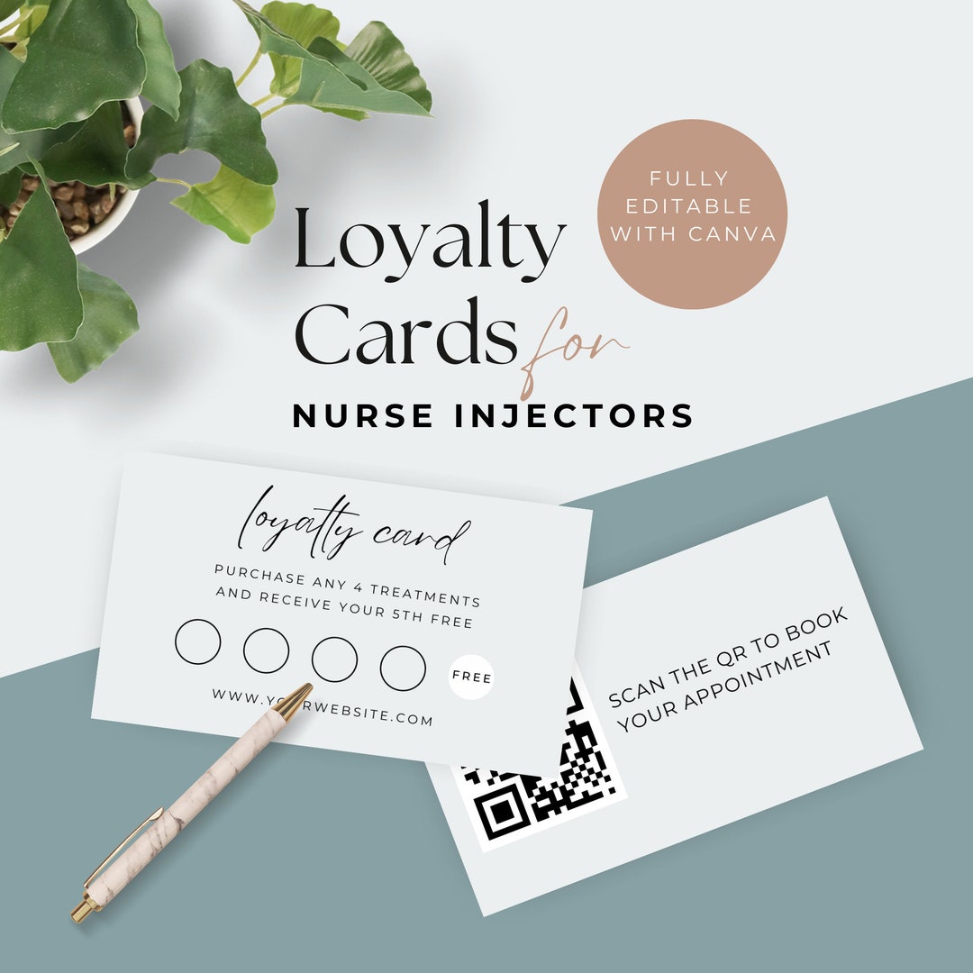 Nurse Injector Loyalty Cards Botox Filler DIY Marketing Editable Canva Template Design Medspa ...