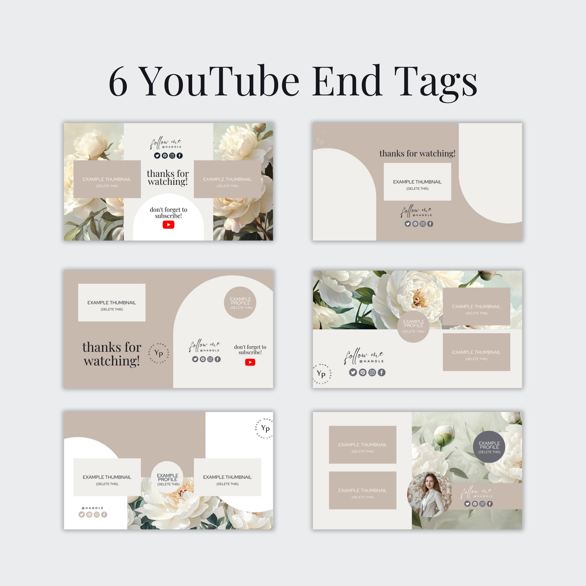 Youtube Banners Thumbnails End Tags Branding Kit Editable Canva ...