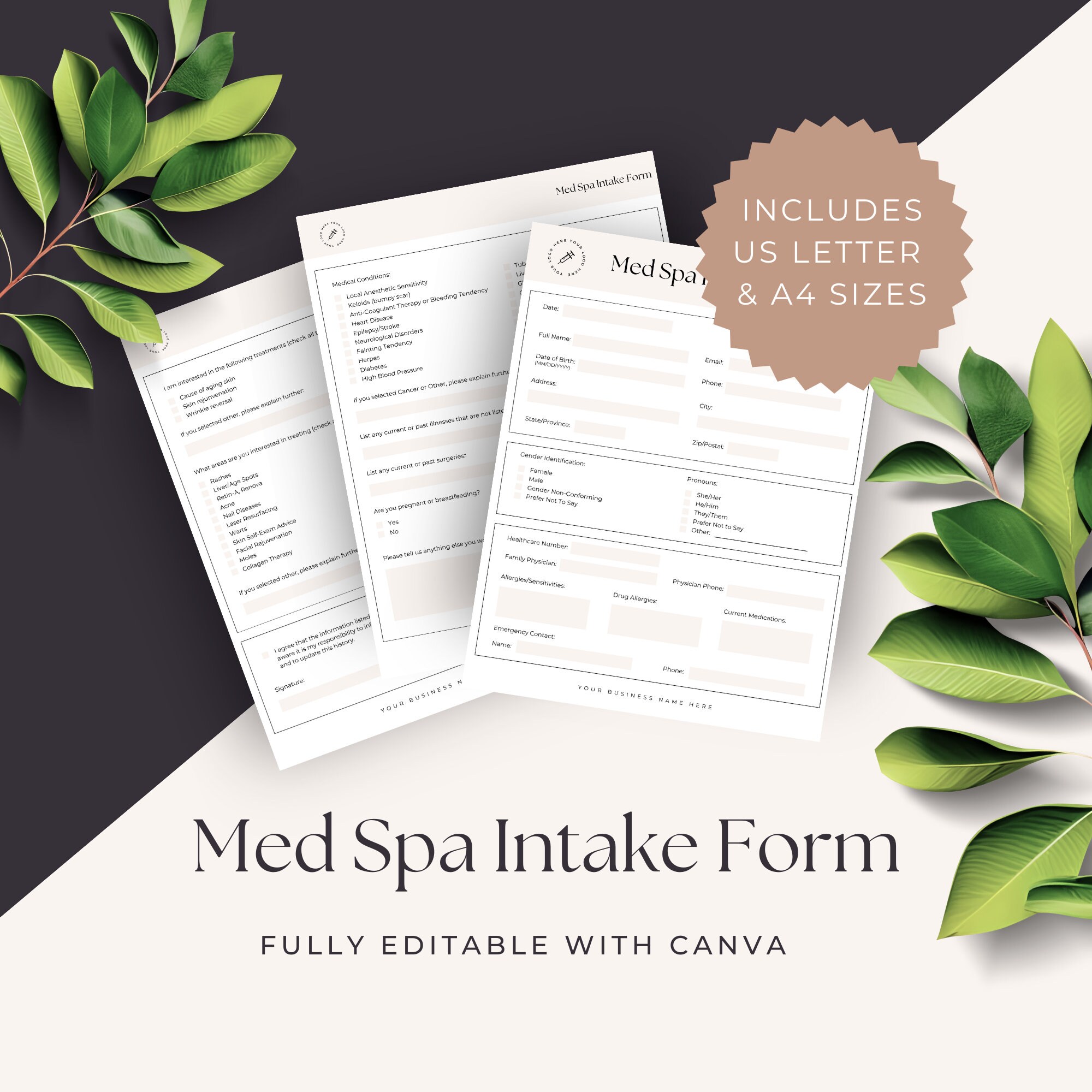 Nurse Injector Client Intake Form Dermal Filler Botox Consultation ...