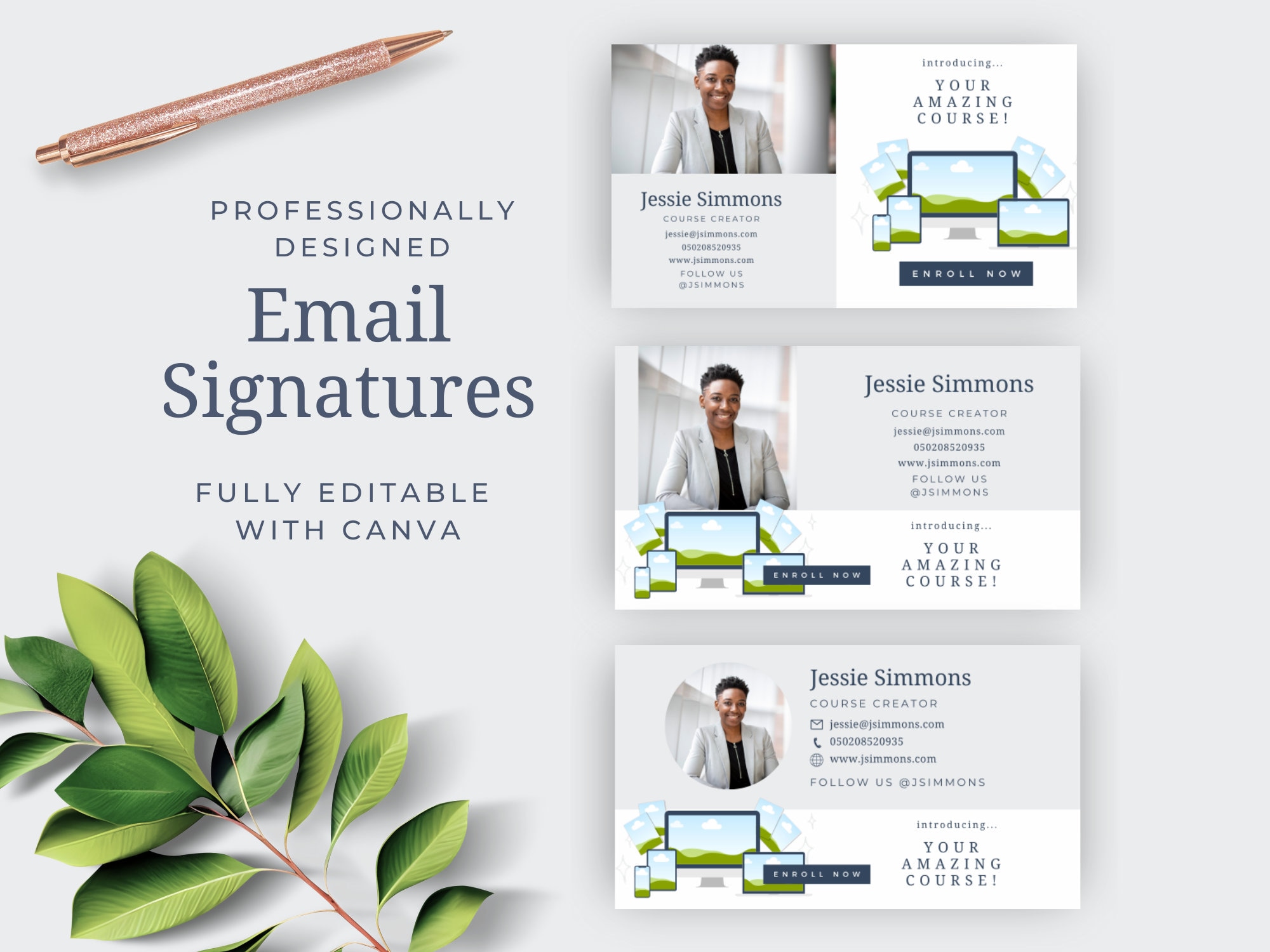 Email Signature Canva, INSTANT DOWNLOAD, Canva Signature Template ...
