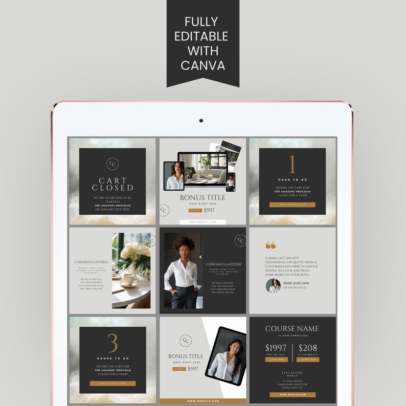 Course Launch Posts Canva Template Launch Toolkit Social Media Course ...