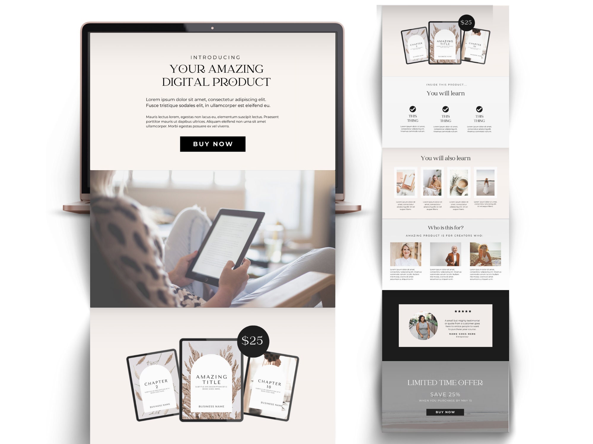 Digital Product Sales Page Canva Website Design Template Sales Funnel ...