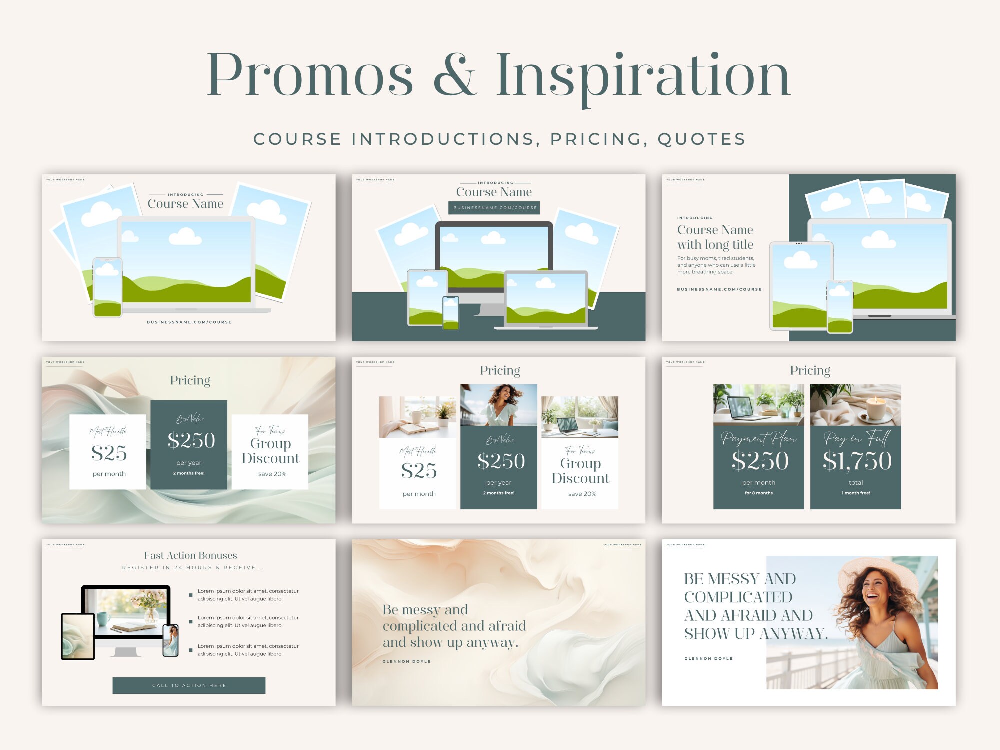 Online Course Slide Deck Template, Webinar Template, Course Creator ...