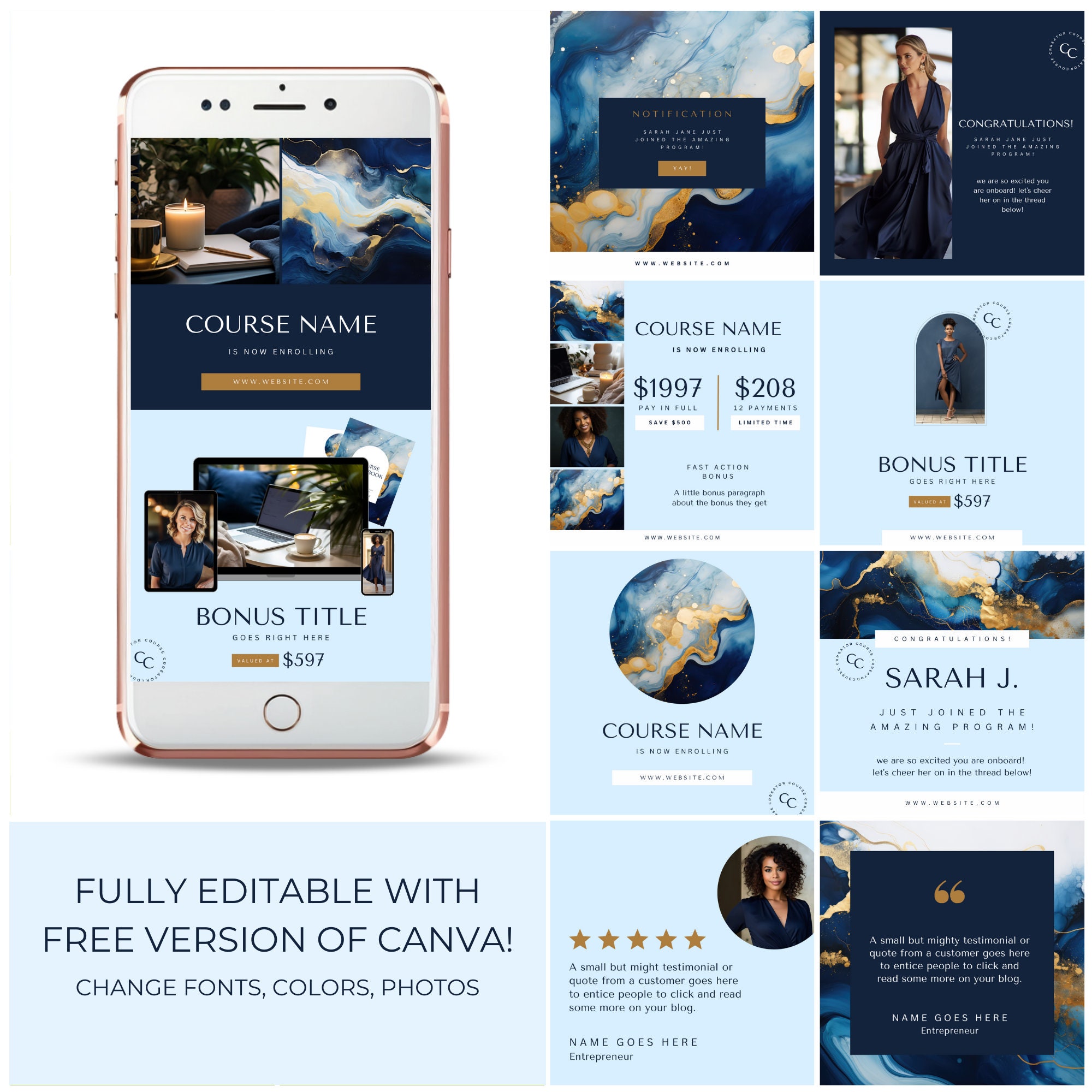 Course Launch Posts Canva Template Course Launch Instagram Posts Course Marketing Course Creator ...