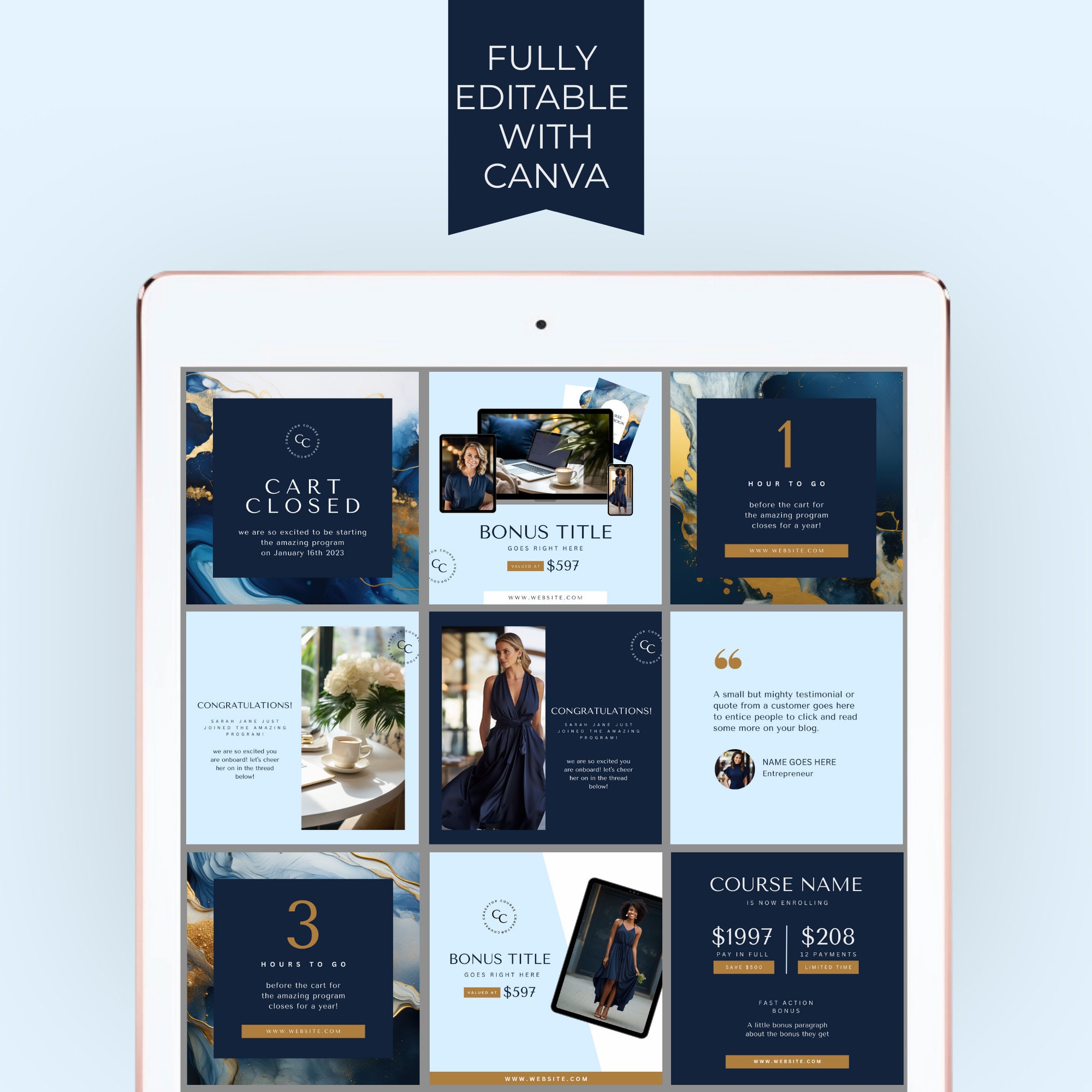 Course Launch Posts Canva Template Course Launch Instagram Posts Course ...