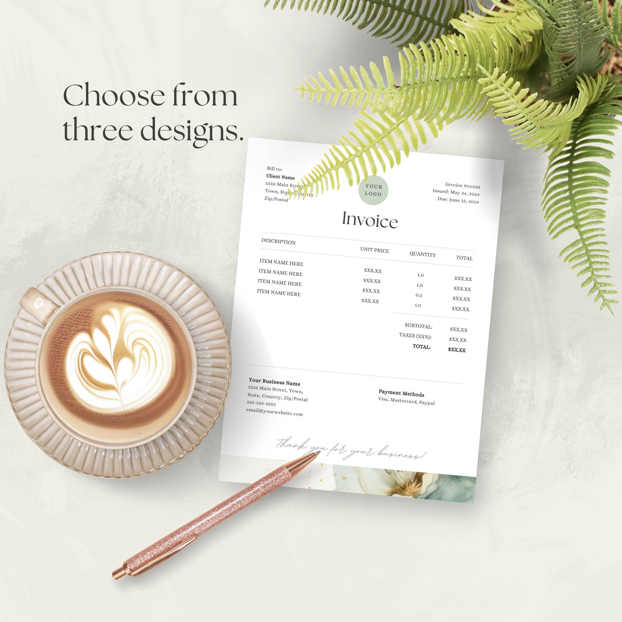 Canva Business Invoice Template Editable Business Form Small Business ...