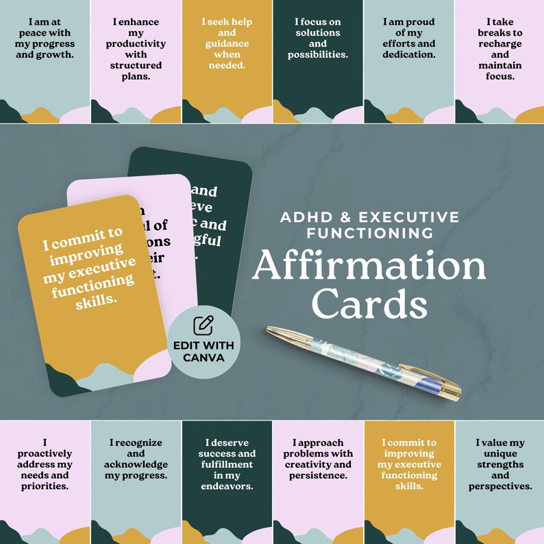 ADHD Affirmation Cards for Neurodivergent Minds Positive Mental Health ...