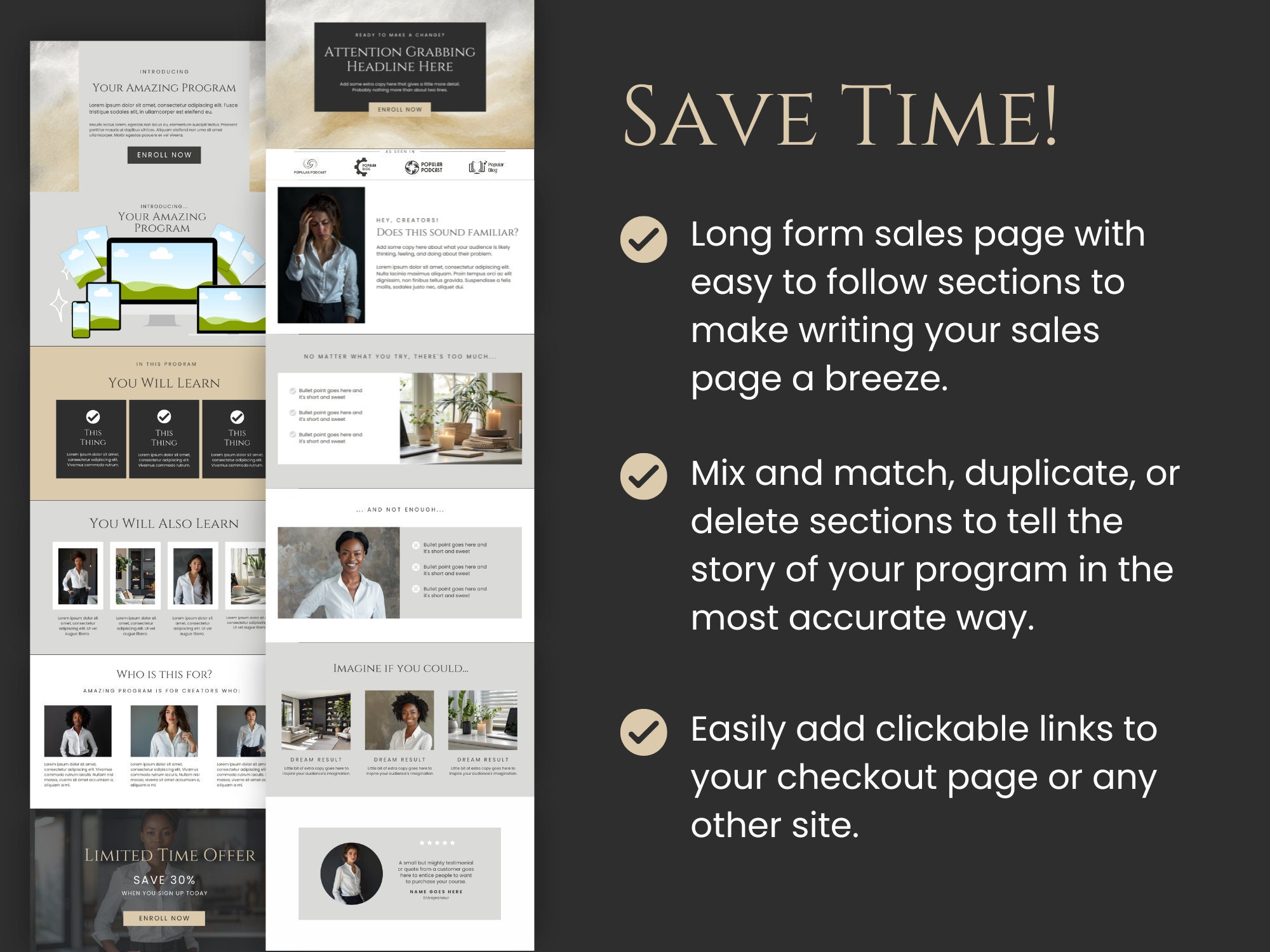 Course Creator Sales Page Canva Template Sales Funnel Course Sales Page ...