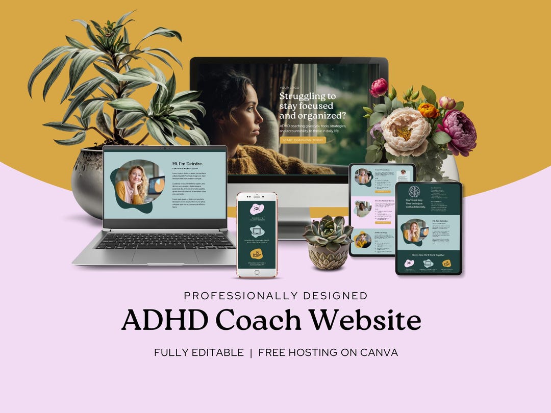 ADHD Website Template Editable in Canva Custom Design for ...