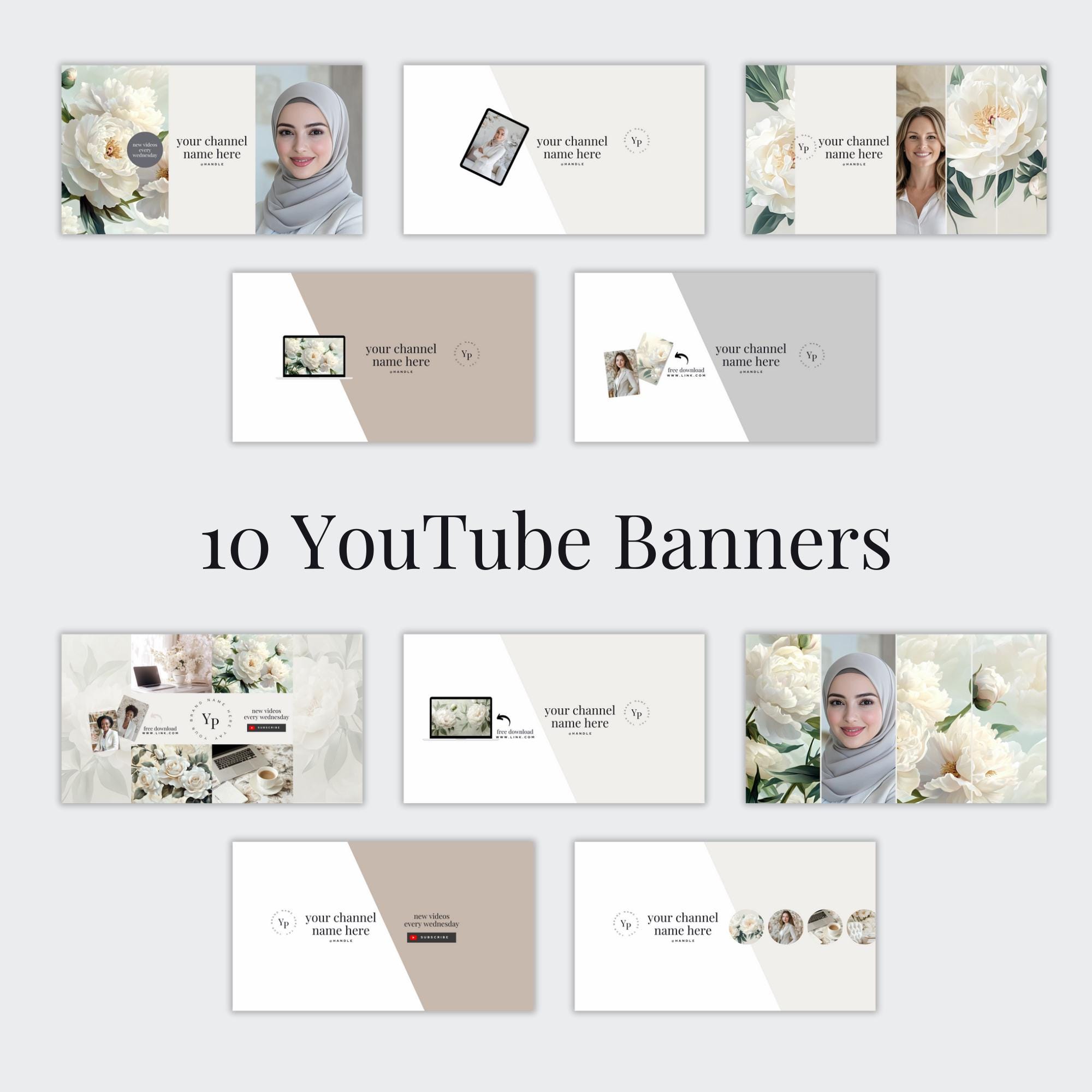 Youtube Banners Thumbnails End Tags Branding Kit Editable Canva ...