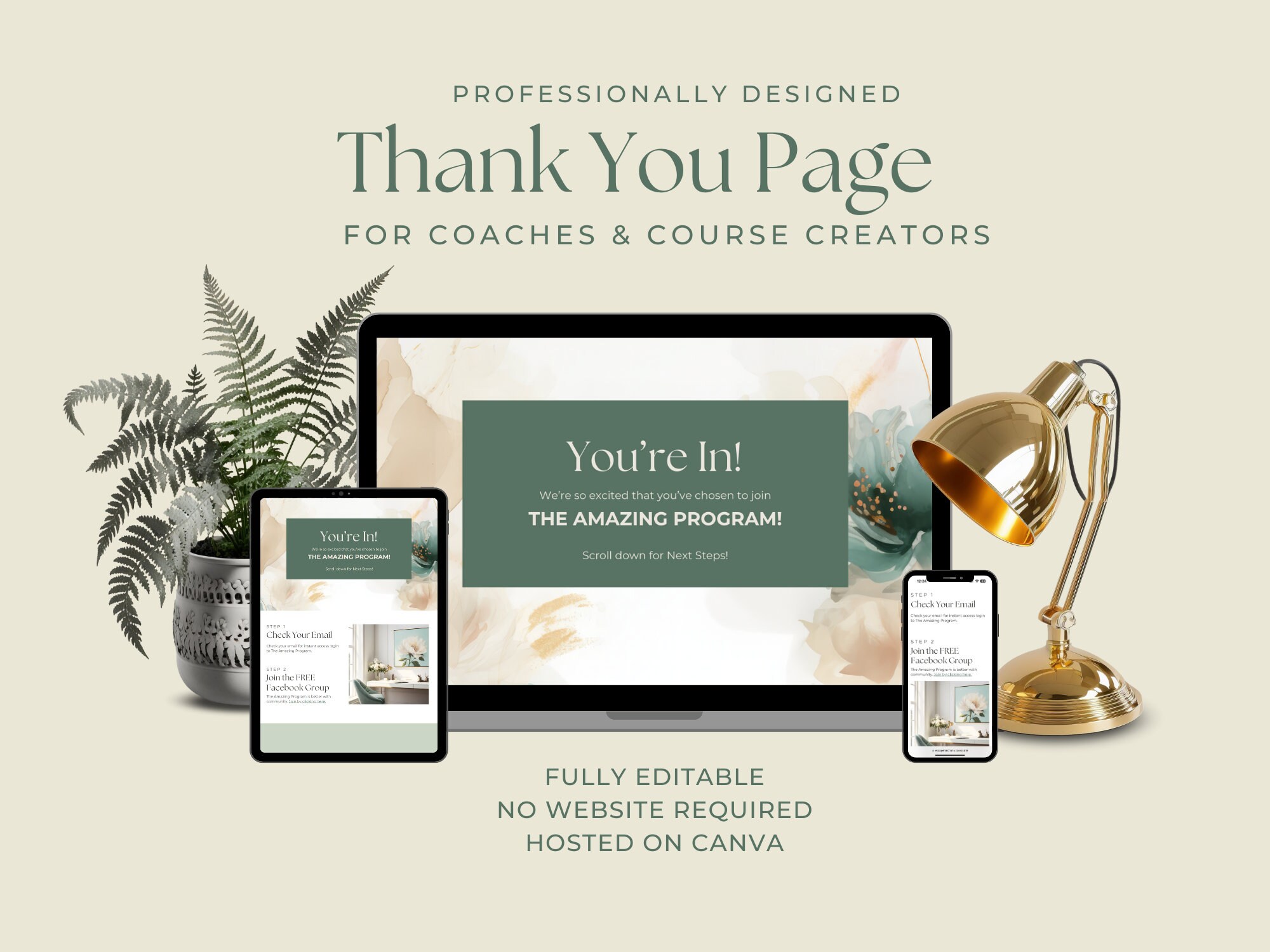 Thank You Page Canva Template, Canva Web Page, Course Thank You Page ...