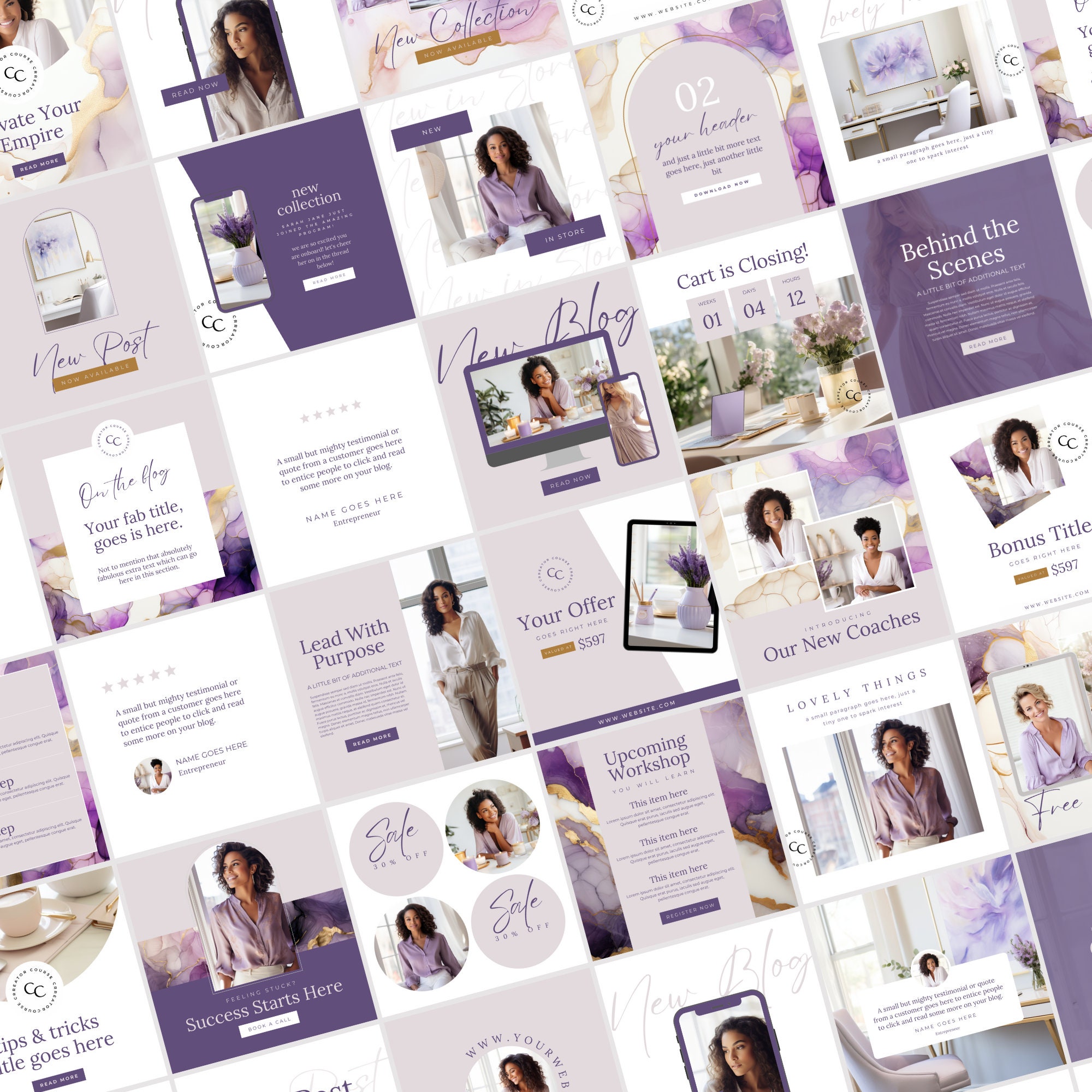 Course Creator Instagram, Coach Canva Template, Modern Designed Feed ...