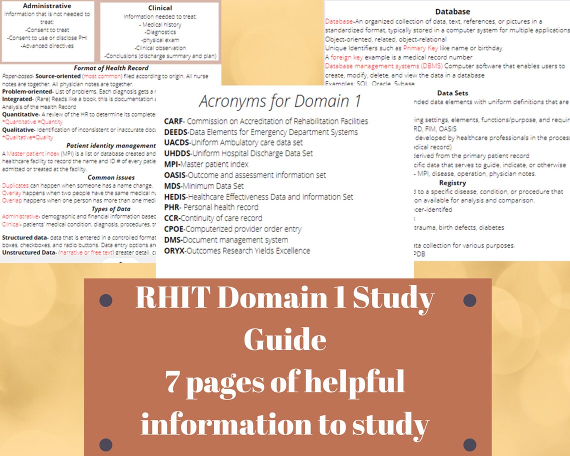 RHIT Domain 1 Study Guide - Etsy