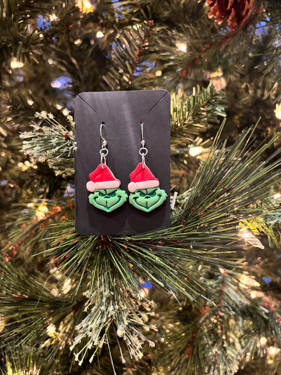 Handmade Dangle Christmas Grinch Polymer Clay Earrings - Etsy
