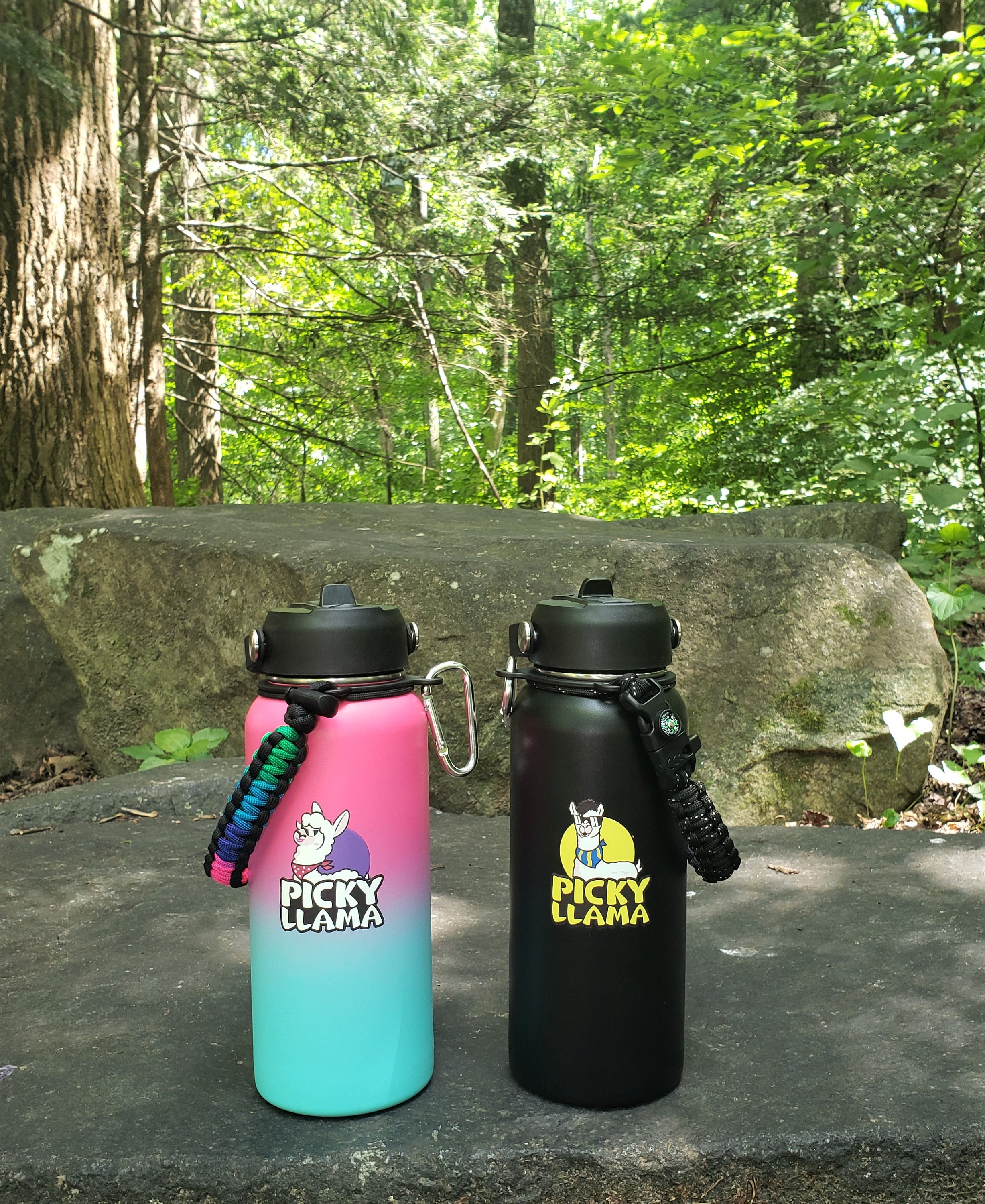 Picky Llama Sports Water Bottle-32oz, Straw & Spout Lids, Paracord ...
