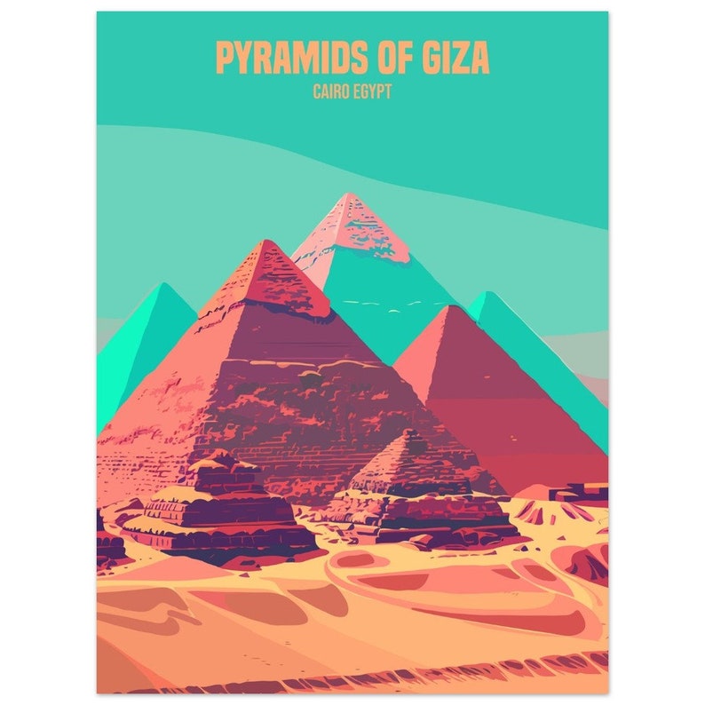 Pyramids of Giza Poster Ancient Egyptian Landmark, Travel Decor ...