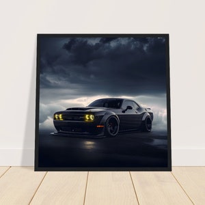 Widebody Dodge Challenger Poster, Muscle Meets Mystery Under Dark ...