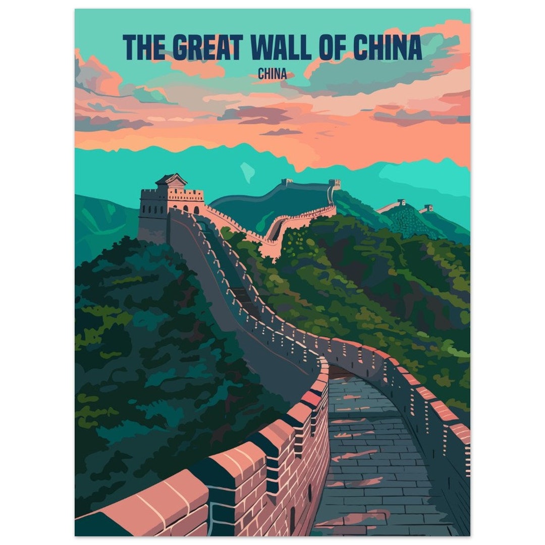 Great Wall of China Poster Iconic Chinese Landmark, Asian Art, Travel ...