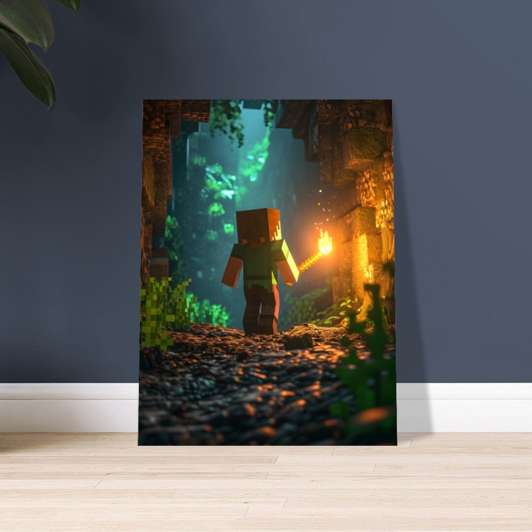 Minecraft Cave Exploration Poster - Adventurous Wall Art, Gamer Decor ...