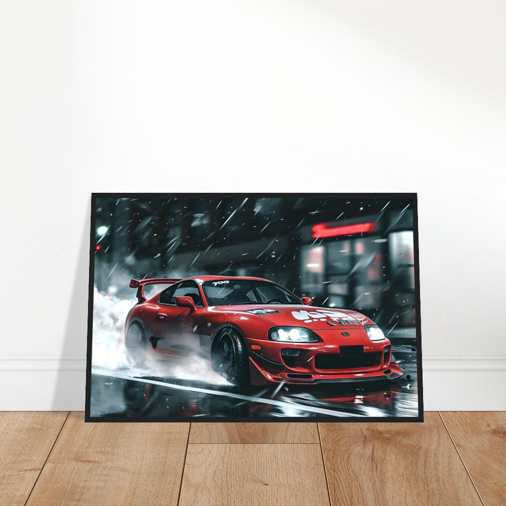 Toyota Supra Poster Featuring JDM Elegance, Car Set Against the City ...