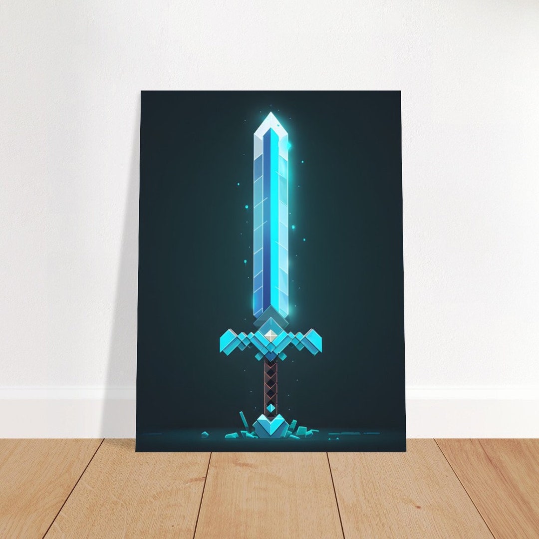 Minecraft Diamond Sword Poster, Minecraft Poster, Gaming Room Poster ...
