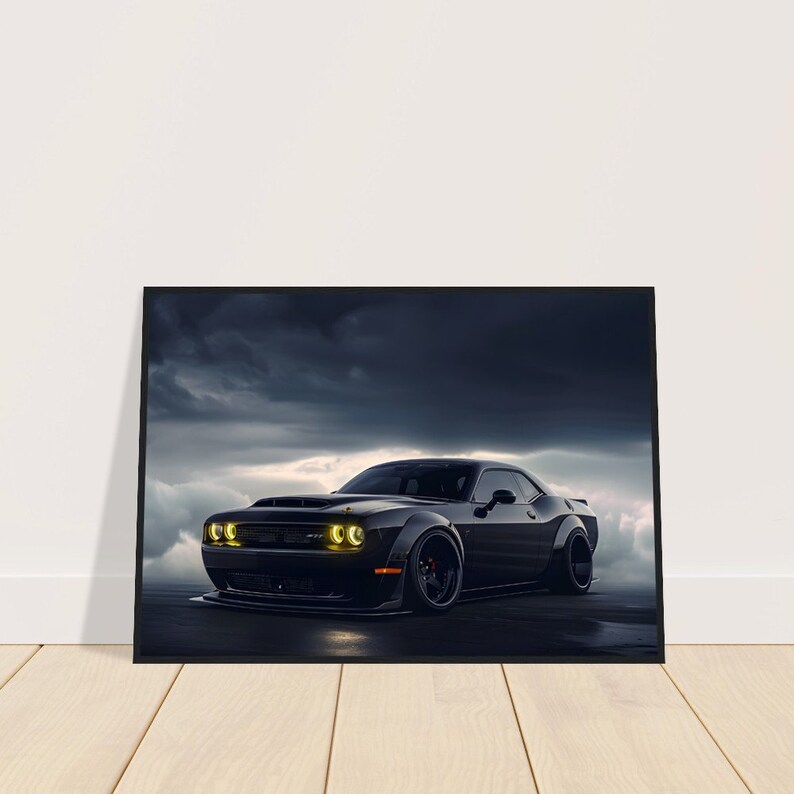 Widebody Dodge Challenger Poster, Muscle Meets Mystery Under Dark ...