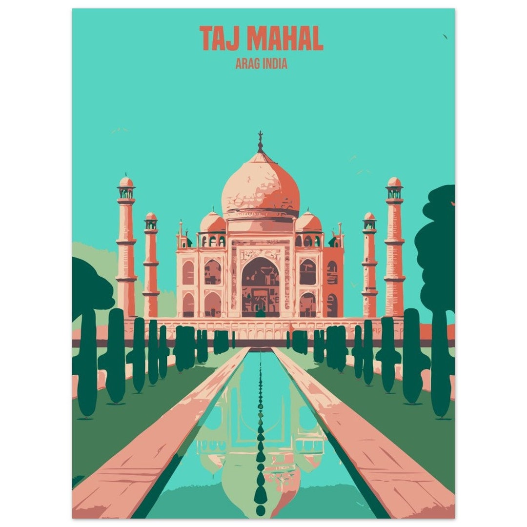 Taj Mahal Poster Iconic Indian Landmark, Asian Art, Travel Decor ...