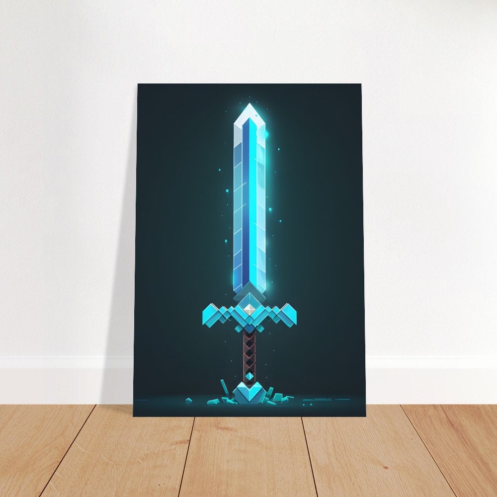 Minecraft Diamond Sword Poster, Minecraft Poster, Gaming Room Poster ...
