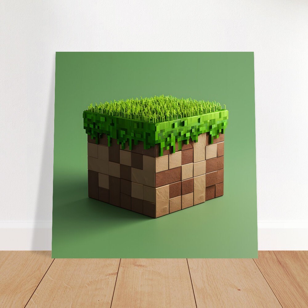 Minecraft Grass Block Poster, - Etsy
