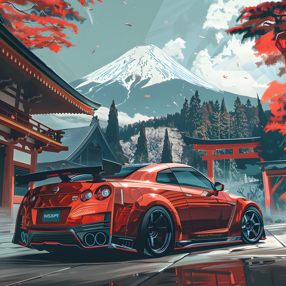 Sleek Nissan GTR Wall Art Poster - Ideal Decor for Man Cave or Garage ...